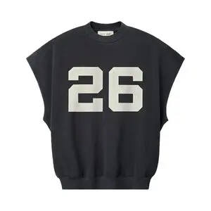 Fear Of God Relaxed Fleece Cutoff Sweatshirt 'washed Iron Grey - Black