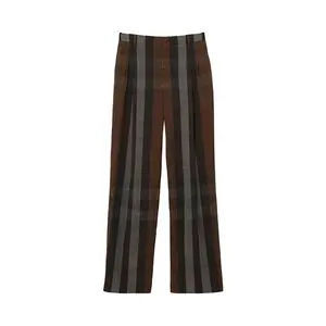 Burberry Wide Leg Check Trousers 'grey