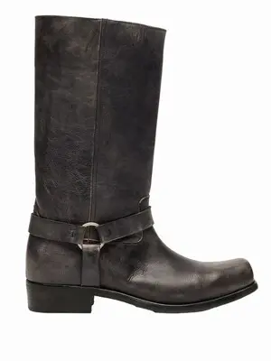 GOLDEN GOOSE High Biker Boots In Leather With Strap And - Black