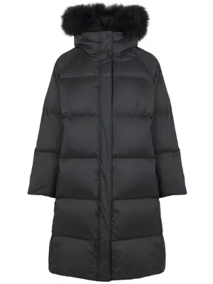 YVES SALOMON Long Down Jacket In Waterproof Technical Fabric With Lamb