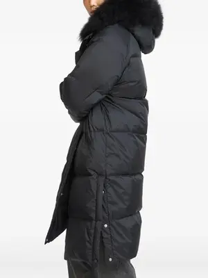 YVES SALOMON Long Down Jacket In Waterproof Technical Fabric With Lamb