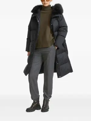 YVES SALOMON Long Down Jacket In Waterproof Technical Fabric With Lamb