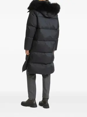 YVES SALOMON Long Down Jacket In Waterproof Technical Fabric With Lamb
