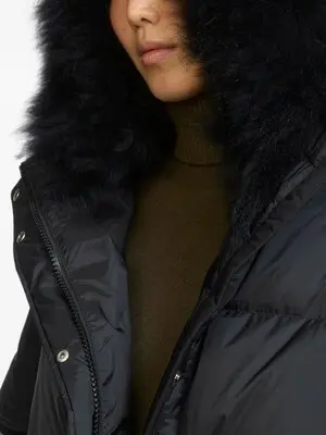 YVES SALOMON Long Down Jacket In Waterproof Technical Fabric With Lamb