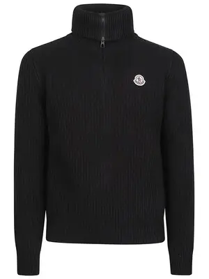 Moncler Ribbed Wool Turtleneck With Logo
