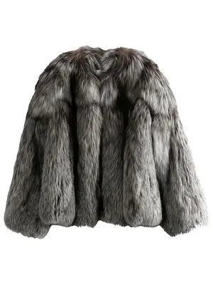 YVES SALOMON TAGLIATORE Short Faux Fur Jacket Metallic