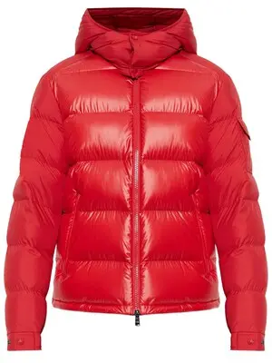 Moncler Short Down Jacket Maya With Hood - Red