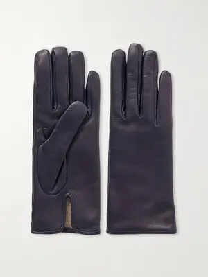 Nour Hammour Leather Gloves - Blue