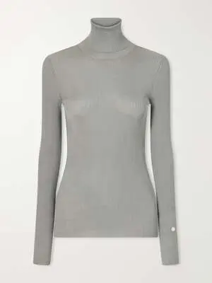 Stella McCartney Shiny Ribbed Turtleneck Sweater