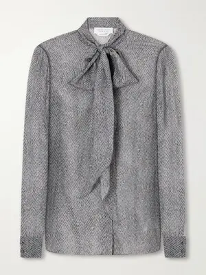Gabriela Hearst Shildon Printed Silk-satin Blouse - Gray
