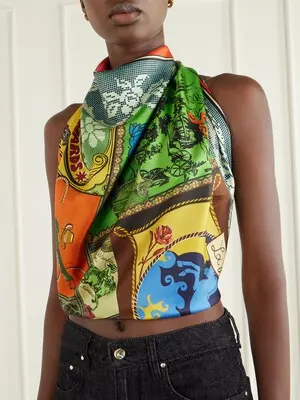 ALEMAIS Ace Printed Silk-twill Scarf - Red