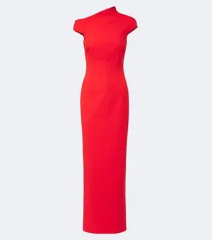 Solace London Arion Asymmetric Crêpe Cocktail Dress Red