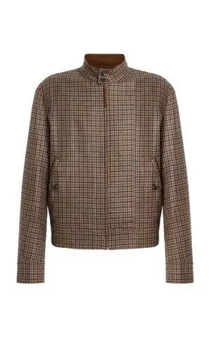 Gabriela Hearst Graham Jacket In Wool Silk Houndstooth - Camel Multi
