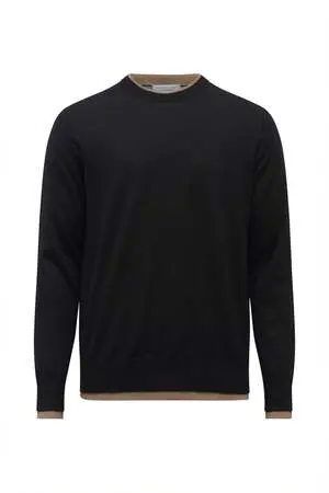 Gabriela Hearst Wells Reversible Knit Sweater In Black & Camel Cashmere Silk - Black/camel
