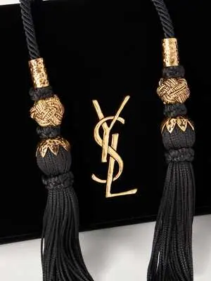 Saint Laurent Kate Tasseled Velour Shoulder Bag