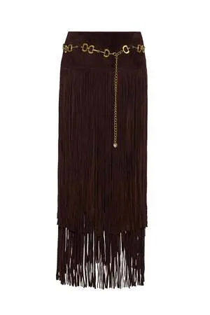 Cara Cara Fringe Skirt - Cocoa