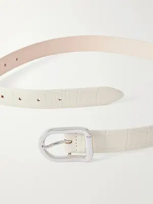DEHANCHE Mija Embossed Leather Belt - Neutrals