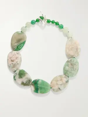 Completedworks Time Will Say Nothing But "i Told You So" Beaded Silver-plated, Calcite And Agate Necklace - Green