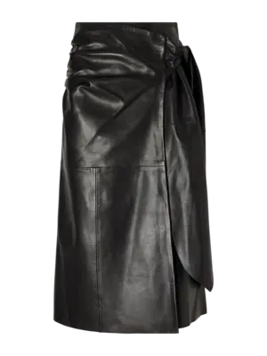 NOUR HAMMOUR NOUR HAMMOUR Viret Knotted Paneled Leather Midi Skirt