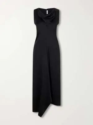 Victoria Beckham Draped Satin Midi Dress - Black