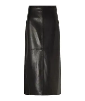 Nour Hammour Alana Paneled Leather Midi Skirt - Black