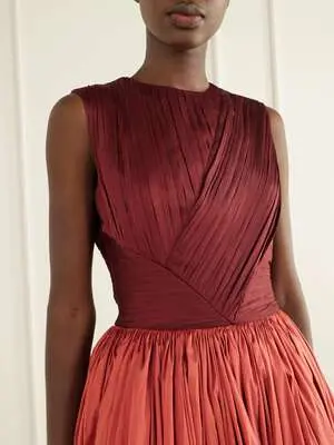 ABADIA Draped Gathered Taffeta Gown
