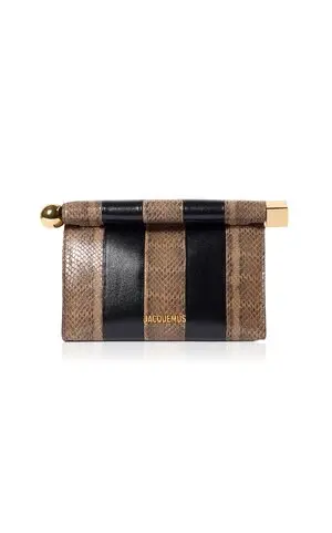 Jacquemus Le Sac Rond Carré Mixed-leather Clutch - Brown