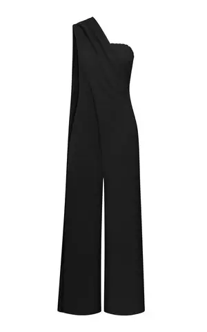 DI STAVNITSER Asymmetry Wool Jumpsuit - Black
