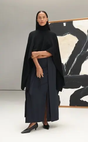 DI STAVNITSER Gentleman Wool Maxi Skirt - Navy