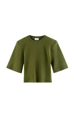 Arakii Structured Shoulder Cotton T-shirt - Dark Green