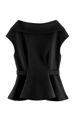 Arakii Peplum Boat Neck Top - Black