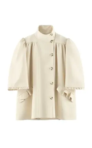 Arakii Pleated Frill Wool-blend Trench Coat - Tan