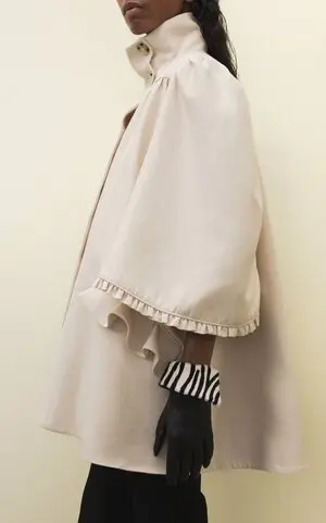Arakii Pleated Frill Wool-blend Trench Coat