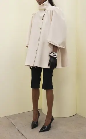 Arakii Pleated Frill Wool-blend Trench Coat