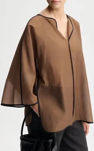 BY MALENE BIRGER Cavia Cotton-silk Top - Brown