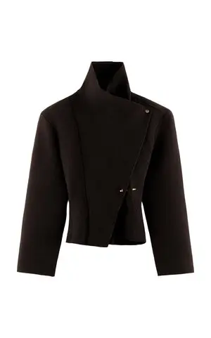 Arakii Asymmetric Pin Merino Wool Blazer - Brown