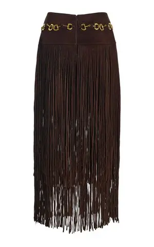 Cara Cara Fringe Lamb Suede Midi Skirt