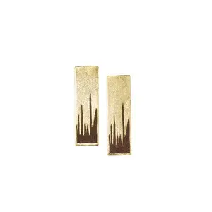 ZEWORKS Brown / Gold Sahara Blues – Erg Handcrafted Brass Earrings With Bloodstone Inlay - Brown/gold