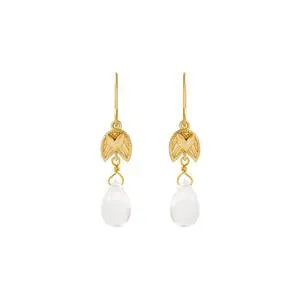KARMA AND LUCK Awakened Light Quartz Lotus Earrings - Gold