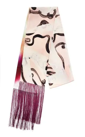 OTZIO Fringed Silk-twill Double Scarf - Pink