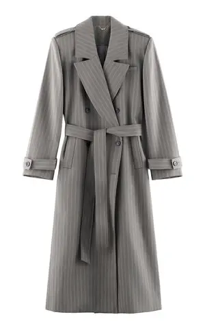Arakii Striped Wool-blend Structured Coat - Light Grey