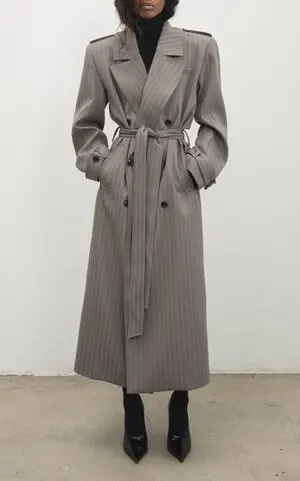 Arakii Striped Wool-blend Structured Coat