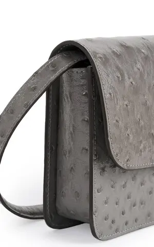 TOTEME T-lock Ostrich-embossed Leather Crossbody Bag - Grey