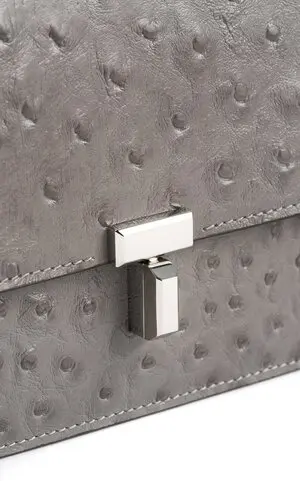TOTEME T-lock Ostrich-embossed Leather Crossbody Bag - Grey