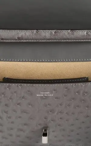 TOTEME T-lock Ostrich-embossed Leather Crossbody Bag - Grey