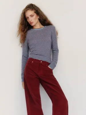 REFORMATION Lian Cashmere Crew Sweater - Blue