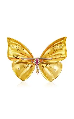 ANABELA CHAN Magma Butterfly 18k Yellow Gold Sapphire Brooch