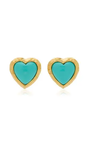 ANABELA CHAN Heart 24k Gold And Aluminum Earrings - Turquoise