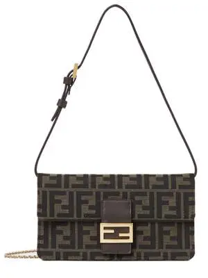 Fendi Mini Baguette Ff Logo Shoulder Wallet Bag With Chain Strap, 11.5cm X 21cm X 5.5cm