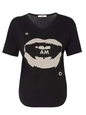 Fendi I Love You" Graphic V-neck T-shirt - Nero